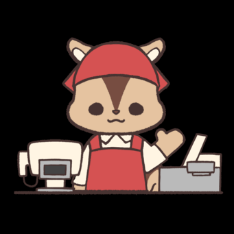 Animated illustration of a cashier | UGOKAWA