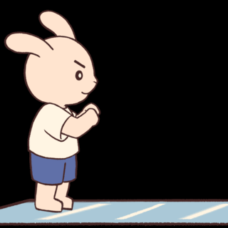 Animated illustration of a rabbit doing the broad jump | UGOKAWA