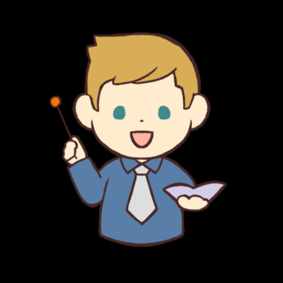 Animated illustration of a male teacher holding an indicator stick ...